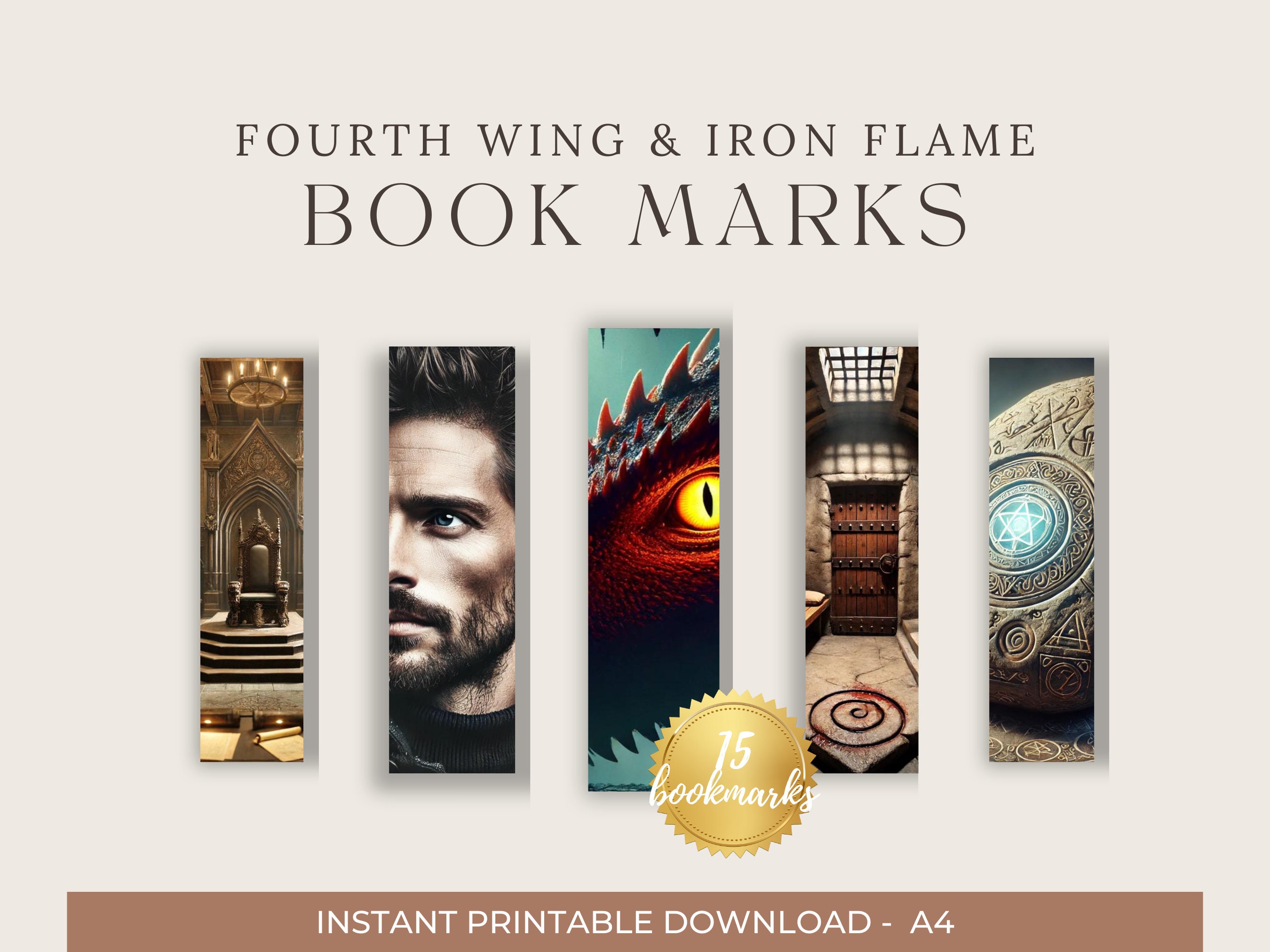 Printable "fourth Wing" and "iron Flame" 15 Bookmarks | Fan Art ...