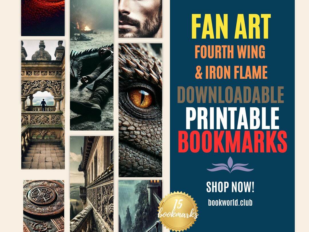 Printable "fourth Wing" and "iron Flame" 15 Bookmarks | Fan Art | Digital Download | Book Lover ...