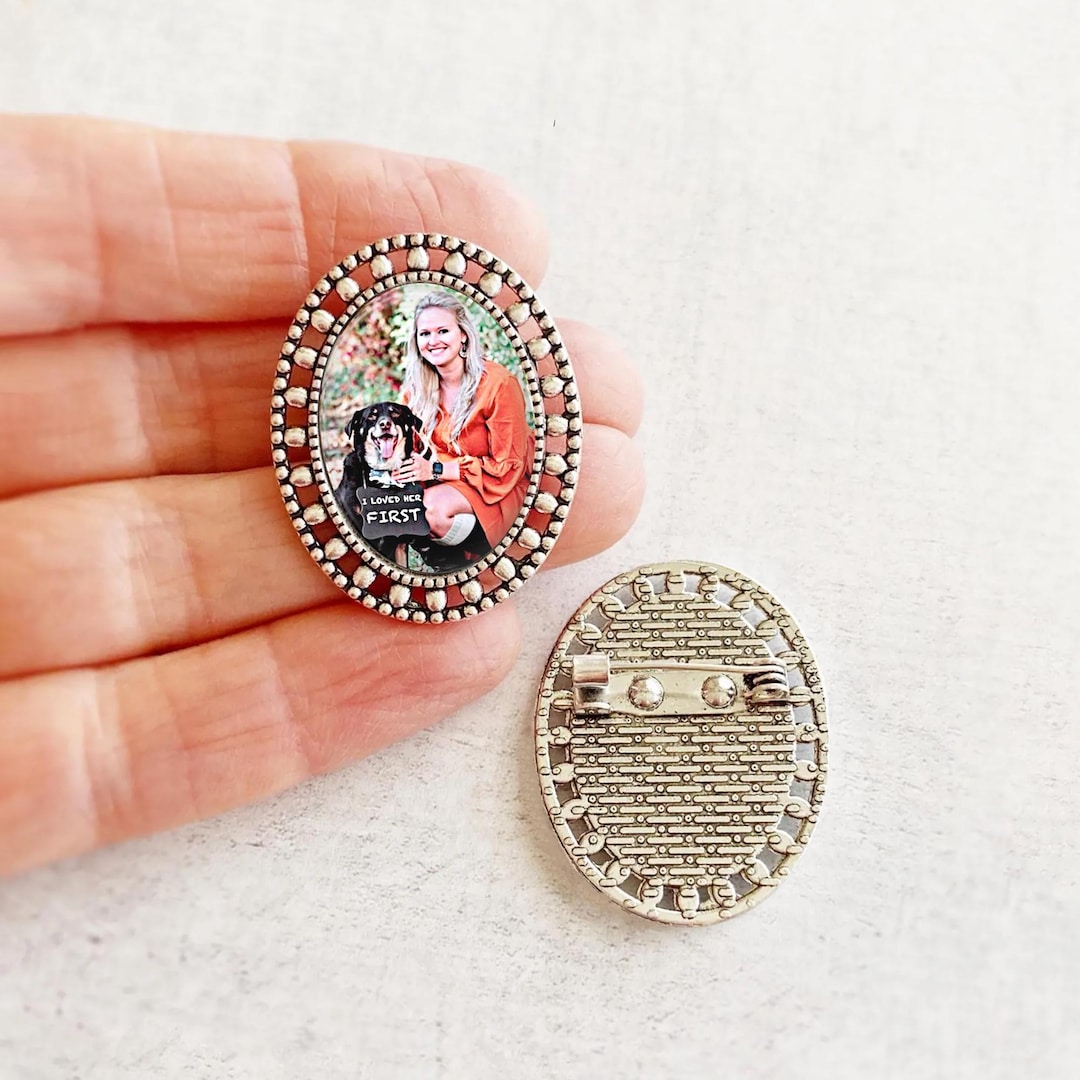 Custom Lapel Photo Pin, Wedding Boutonniere Pin, Personalized Memorial ...