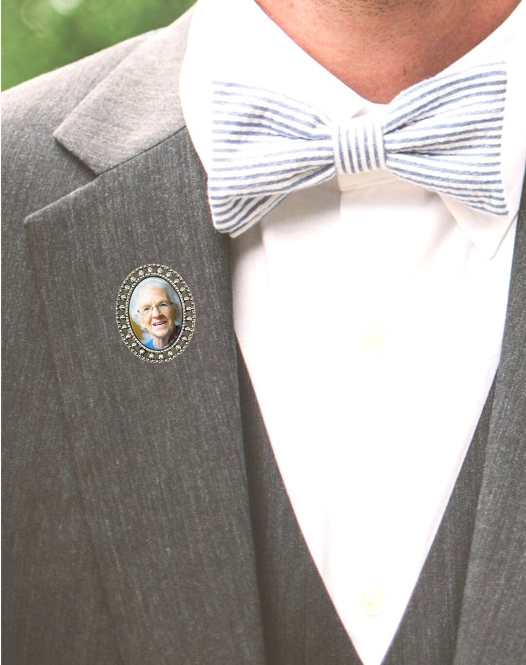 Custom Lapel Photo Pin, Wedding Boutonniere Pin, Personalized Memorial ...