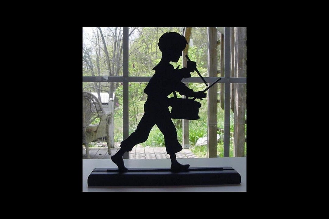 Handmade Wooden Drummer Colonial Boy Silhouette, Rustic Style Decor ...