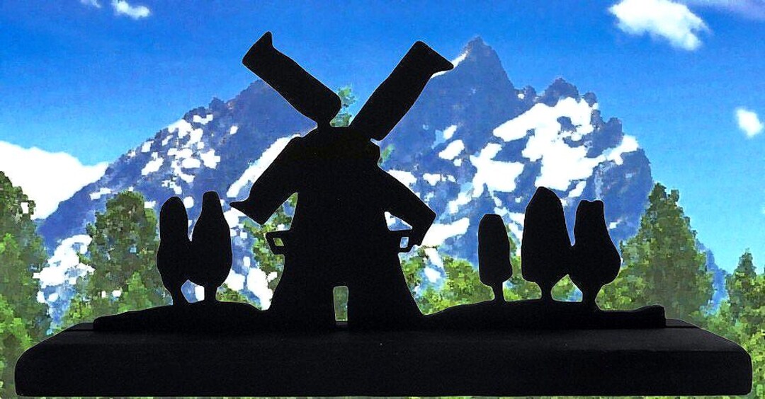 Dutch Windmill Silhouette Decoration | Handmade Wooden Farm Scene ...