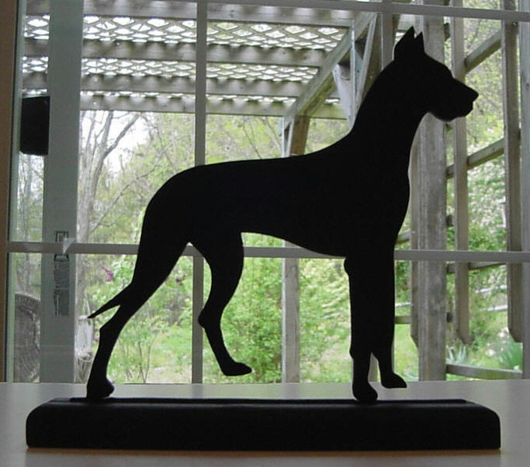 Great Dane Wood Silhouette Decoration With Base - Handmade Dog Ornament ...