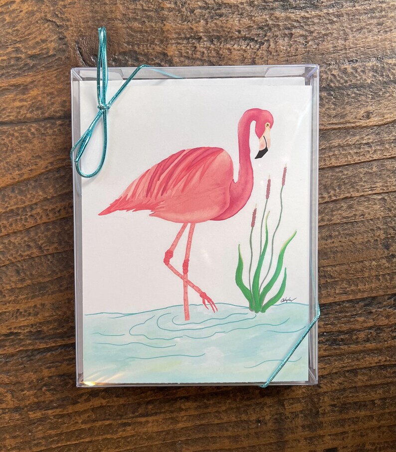 Flamingo Note Card | Single Card or Set of 8 | Flamingo Original Art ...