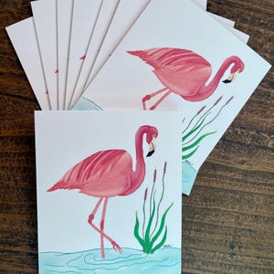Flamingo Note Card | Single Card or Set of 8 | Flamingo Original Art ...