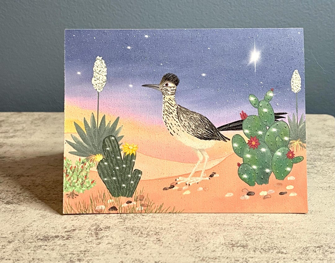 Roadrunner Christmas Note Card Set W/glitter, Original Art, 8 Greeting ...
