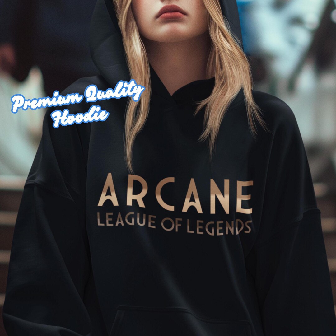 Arcane Hoodie Black League of Legends Merch Lol Gamer Sweatshirt Video ...