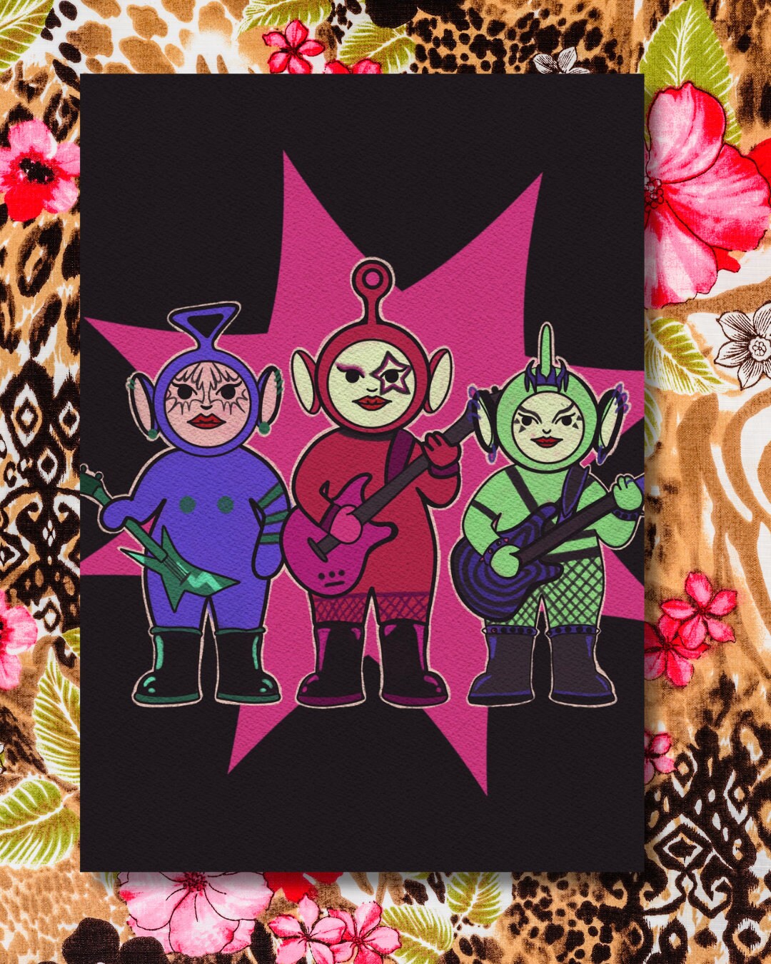 Goth Teletubby Band Print Maximalist Decor for Goth Aesthetic Lovers ...