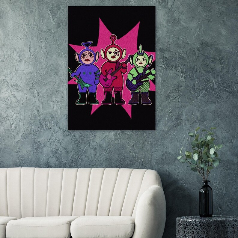Goth Teletubby Band Print Maximalist Decor for Goth Aesthetic Lovers ...