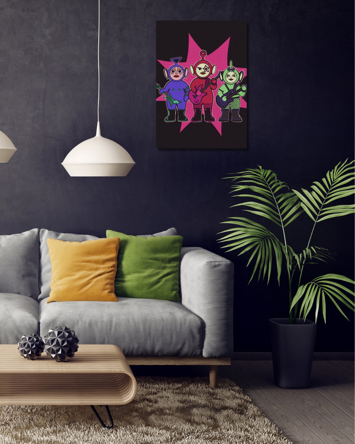 Goth Teletubby Band Print Maximalist Decor for Goth Aesthetic Lovers ...