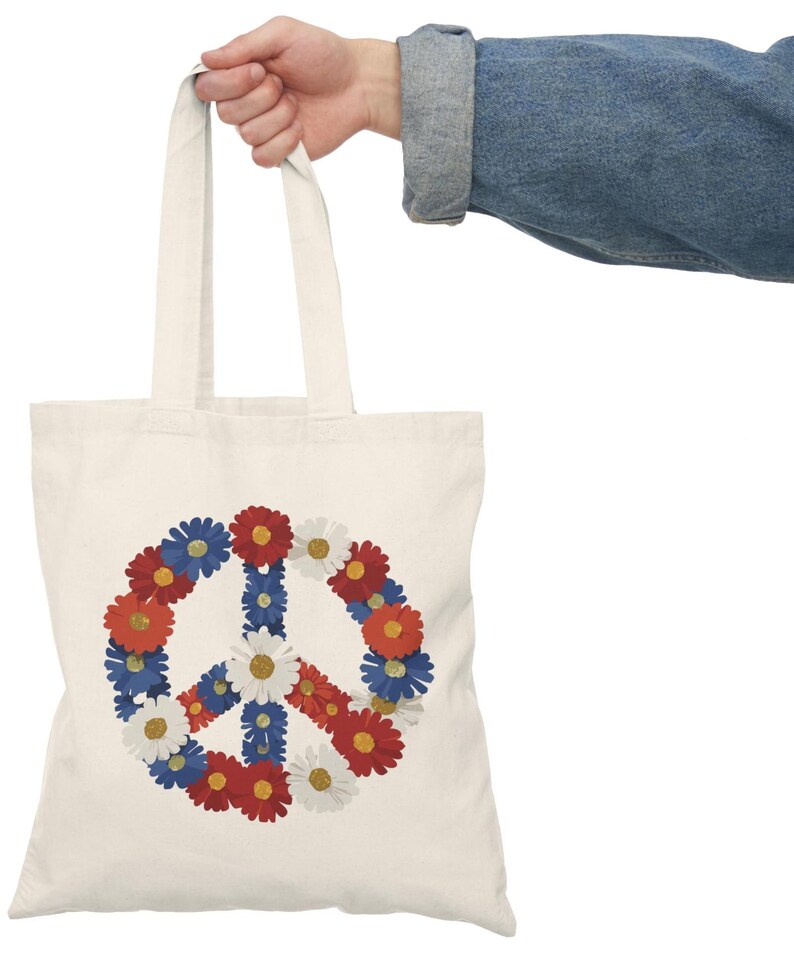 Hippie Peace Sign Tote Bag, Fun and Empowering Vibe, Perfect for Those ...