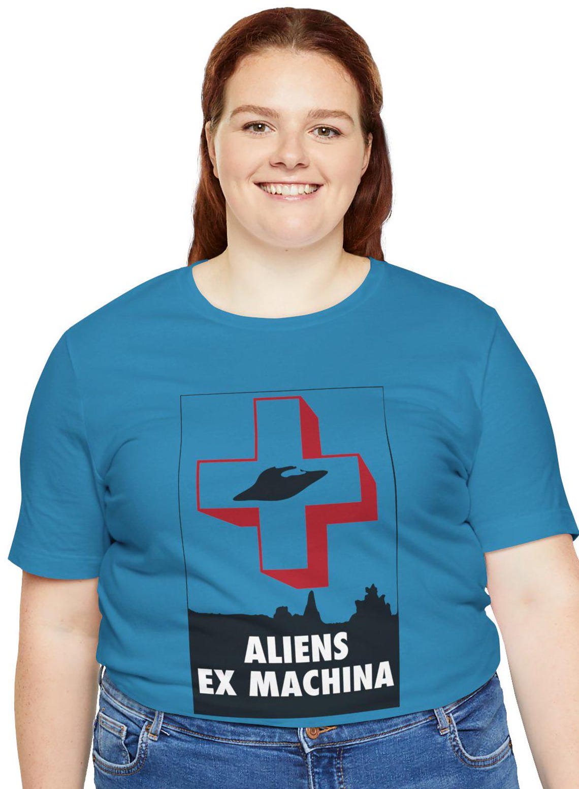 Aliens Ex Machina Conspiracy Tee, Classic X-files UFO Over Forest ...