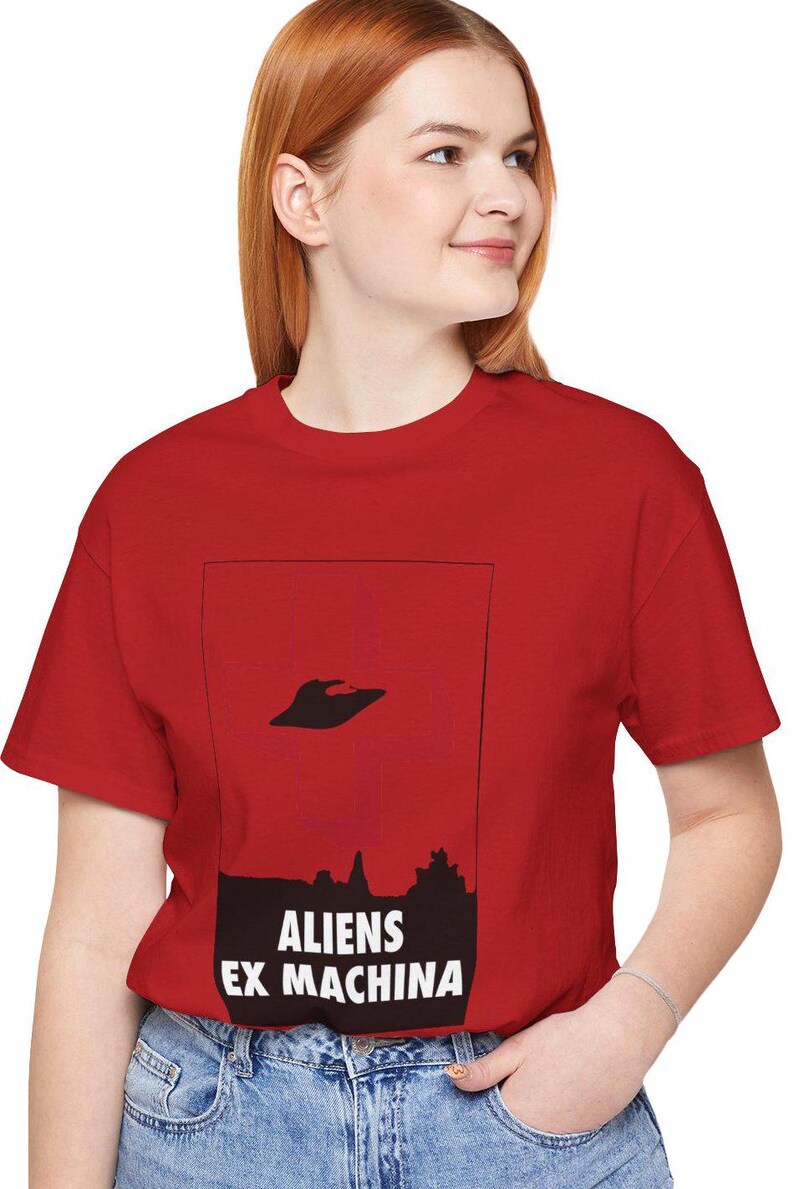 Aliens Ex Machina Conspiracy Tee, Classic X-files UFO Over Forest ...