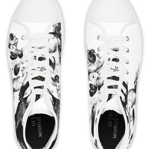 Black and White Crow on Skull High Top Men's Sneakers, Gothic Custom ...