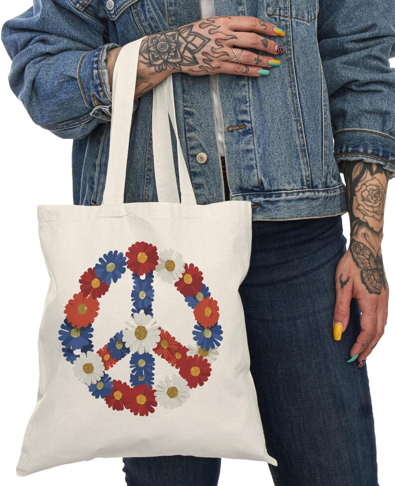 Hippie Peace Sign Tote Bag, Fun and Empowering Vibe, Perfect for Those ...