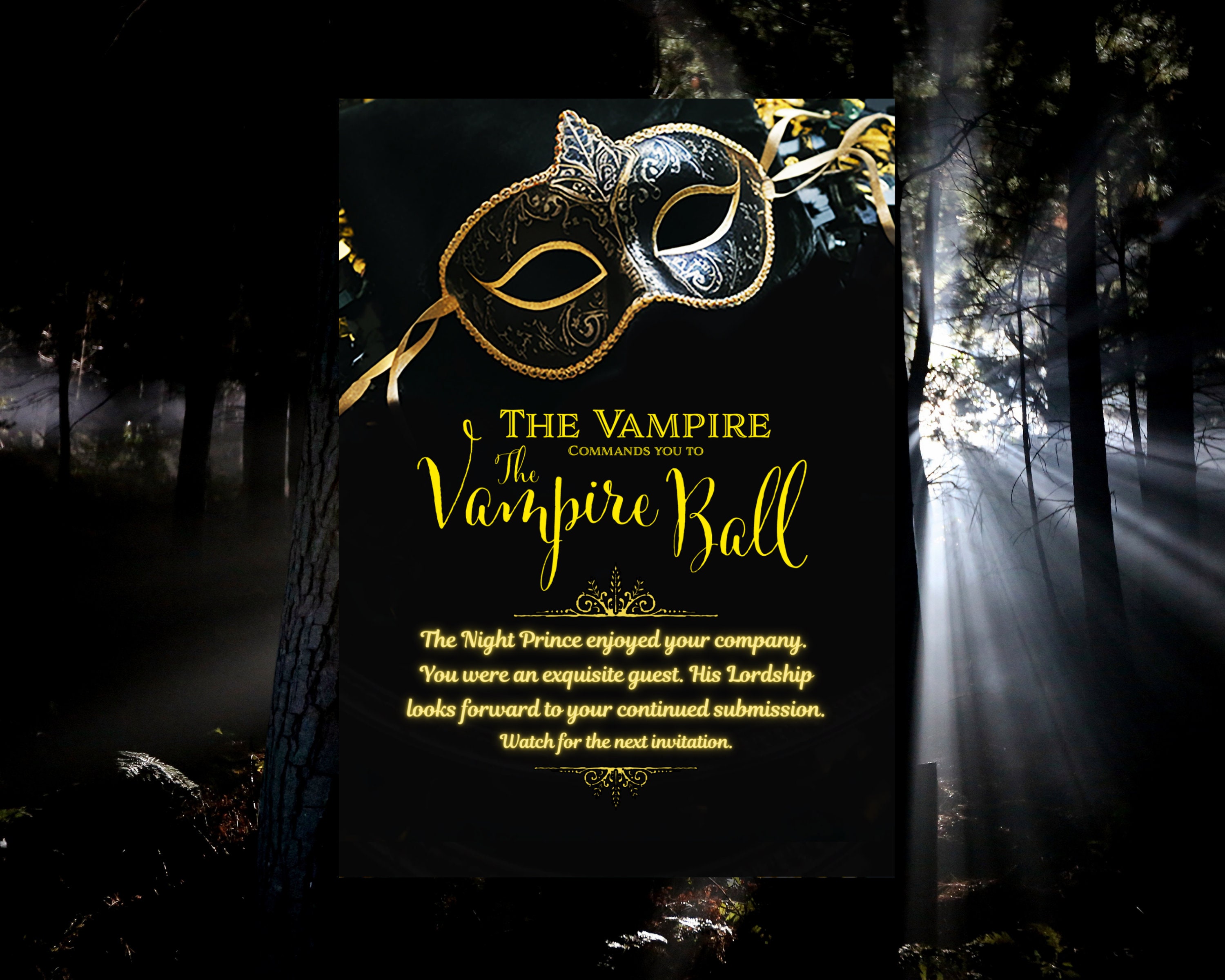 The Vampire Commands You to the Vampire Ball Invitation 3-page Bundle ...