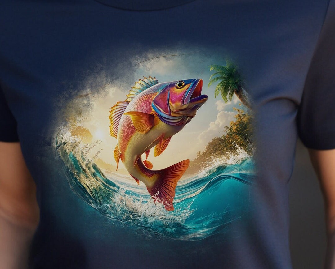 Colorful Jumping Bass, Bass Fishing, Fish Season, Gift for Fisher ...