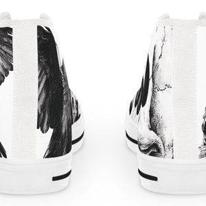 Black and White Crow on Skull High Top Men's Sneakers, Gothic Custom ...