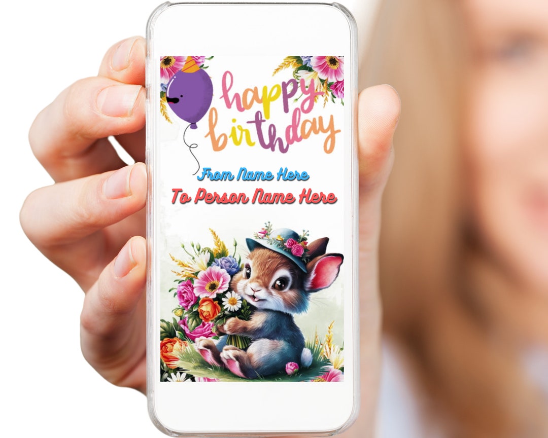 Happy Birthday Bunny Animated Digital Card | Adorable Bunny Theme for a ...