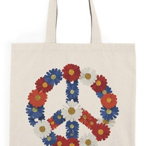 Hippie Peace Sign Tote Bag, Fun and Empowering Vibe, Perfect for Those ...
