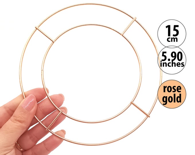 1 Rose Gold Double Metal Ring, Macrame Metal Hoop Rings, Mandala Metal ...