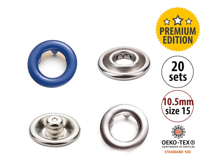 20 Navy Blue Metal Snaps With PRYM VARIO Dies, Open Ring Snaps for Baby ...