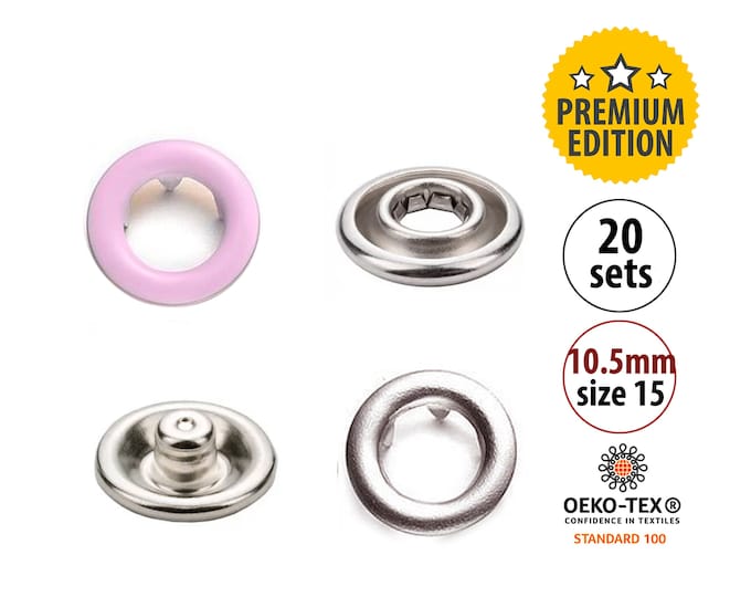 20 Light Pink Metal Snaps for Baby Clothes, Baby Suits, Open Ring Snap ...