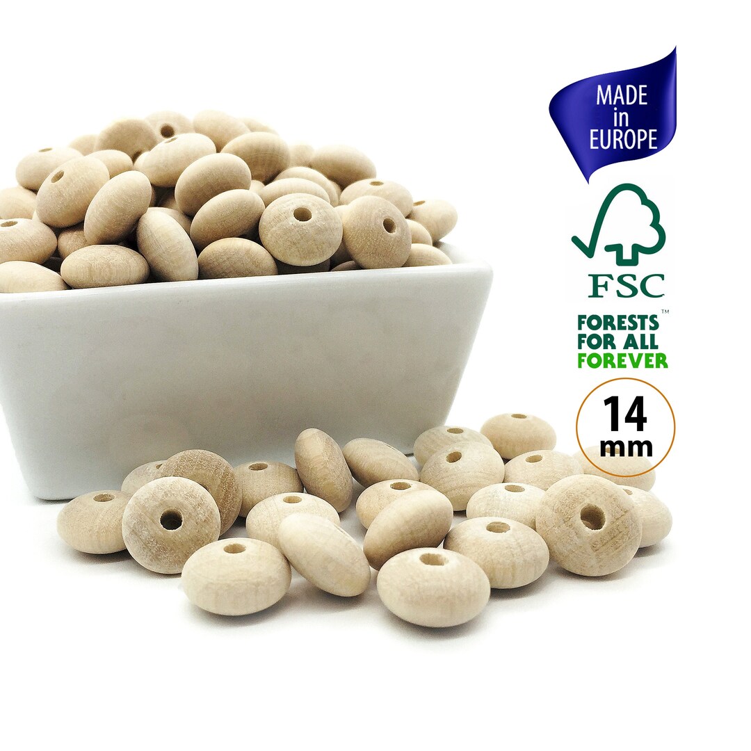 Unfinished Wooden Abacus Beads, Large Saucer Shaped Beads, Raw Wood ...