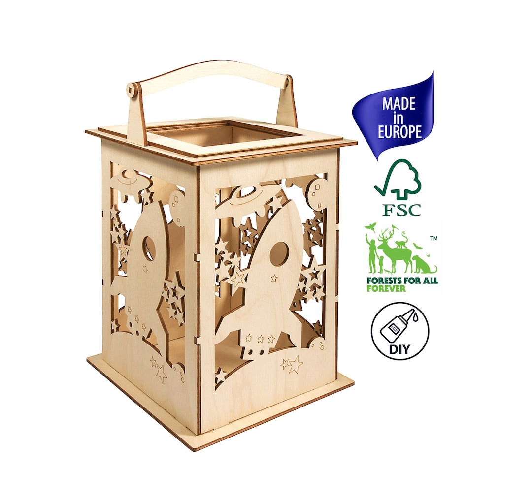 1 Wooden Rocket Lantern DIY KIT for Nursery, Space Lamp, Nightlight ...