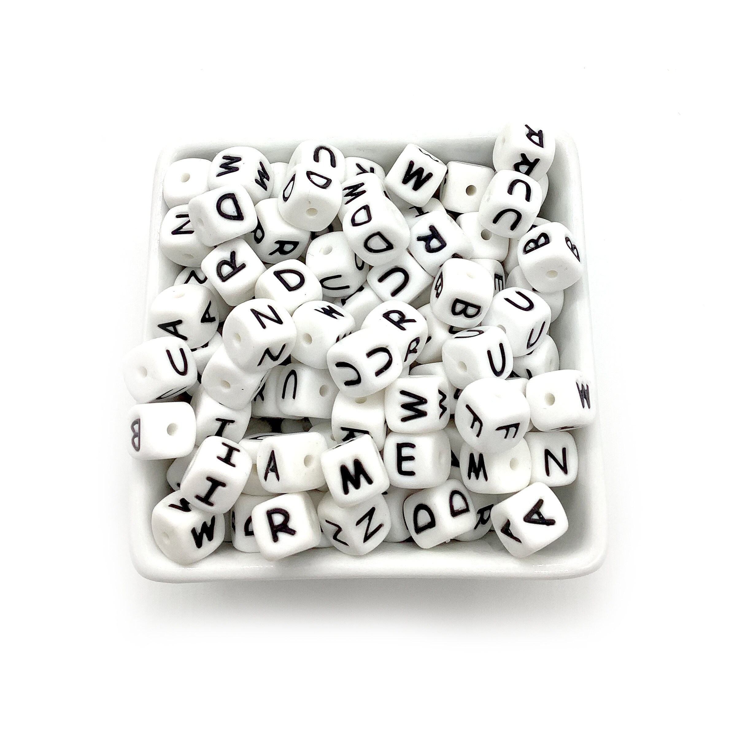 Small Silicone Alphabet Beads, 10mm Silicone Bead Letter Names ...