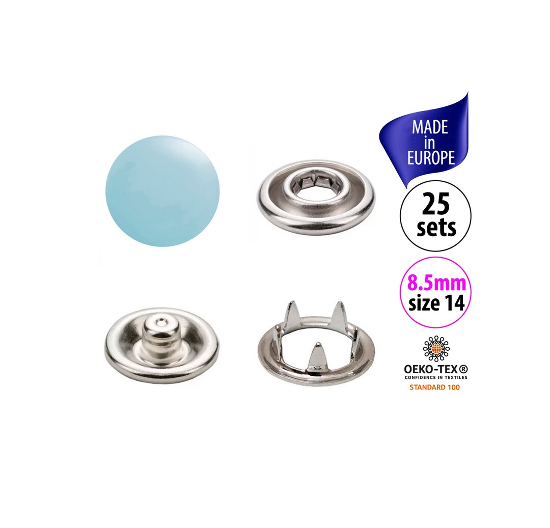 25 Small Snaps Size 14, Baby Clothes Snaps 8.5mm, Cap Gripper Snaps ...