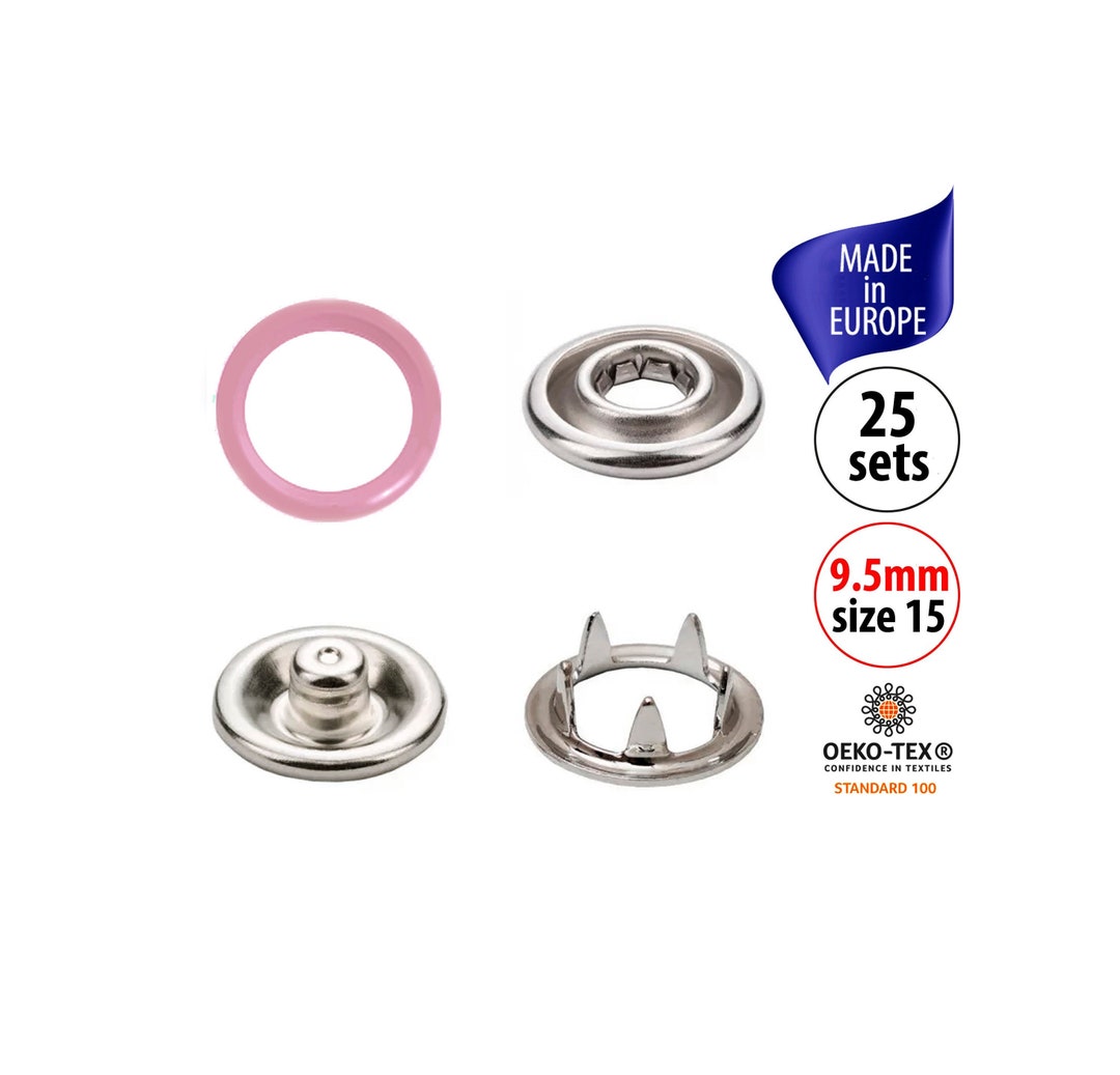 Pink Metal Snaps for Clothing, 9.5mm Baby Clothes Snaps Size 15, Metal ...