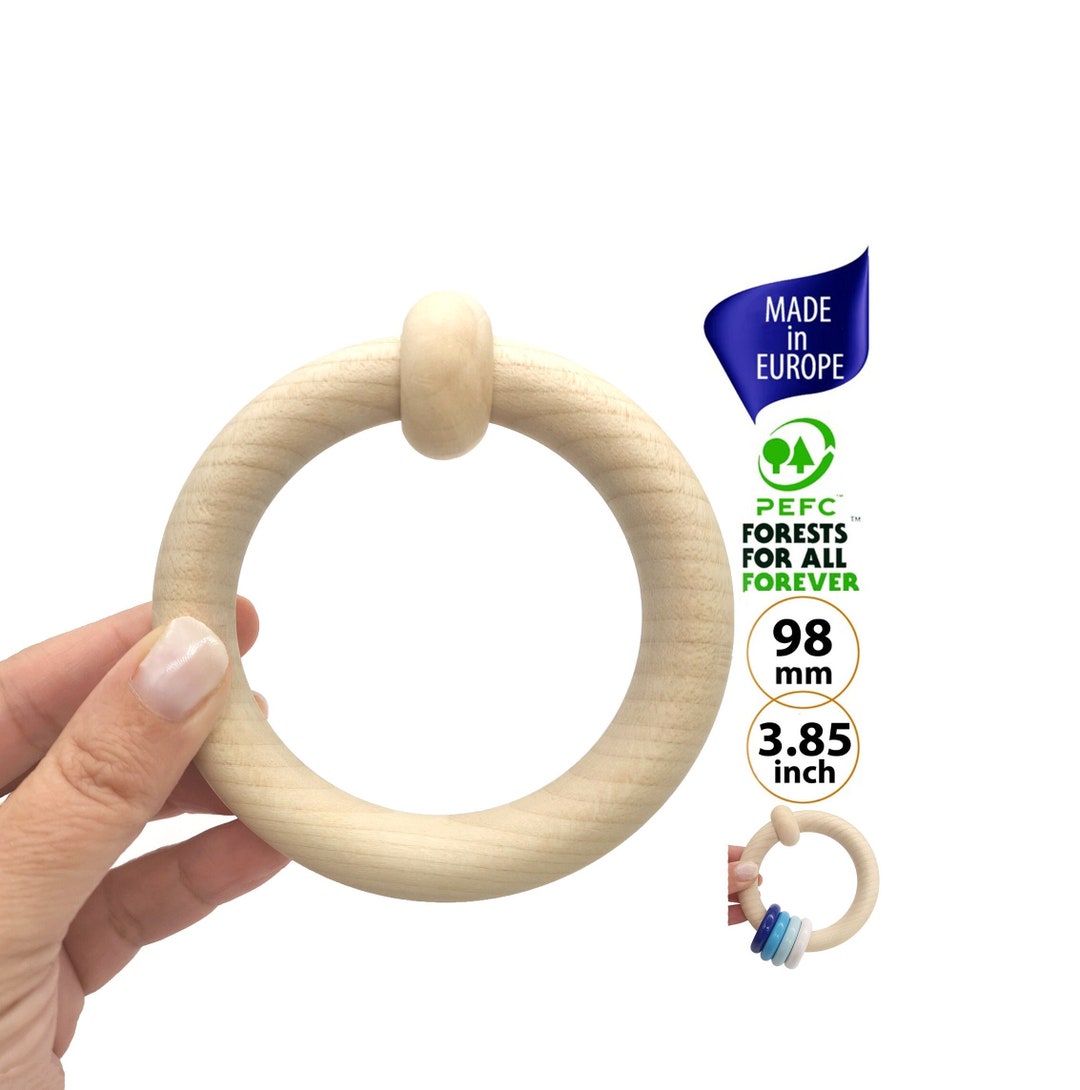 Large Round DIY Wooden Rattle, European Made Large Wood Ring for Baby ...