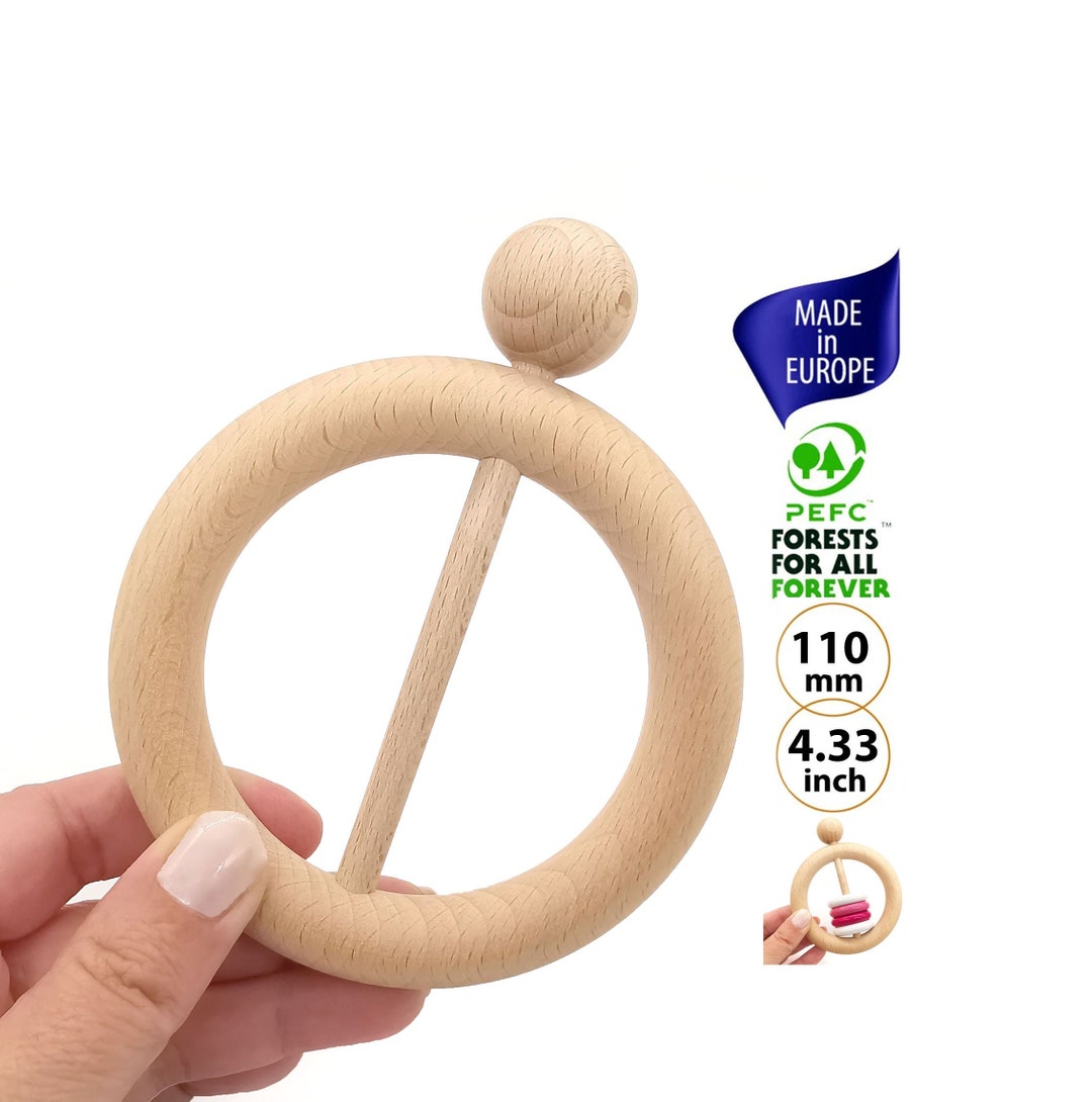 1 DIY Baby Rattle Ring, Wooden Rattle to Customize, European Made Large ...