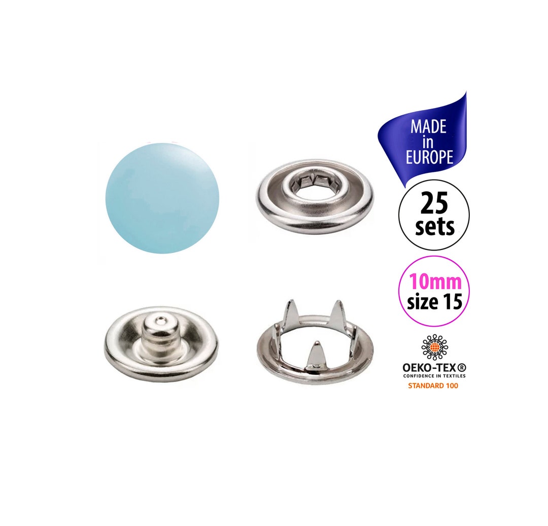 25 Blue Metal Snaps Size 15 Snaps for Baby Clothes, 10mm Ap Colored ...