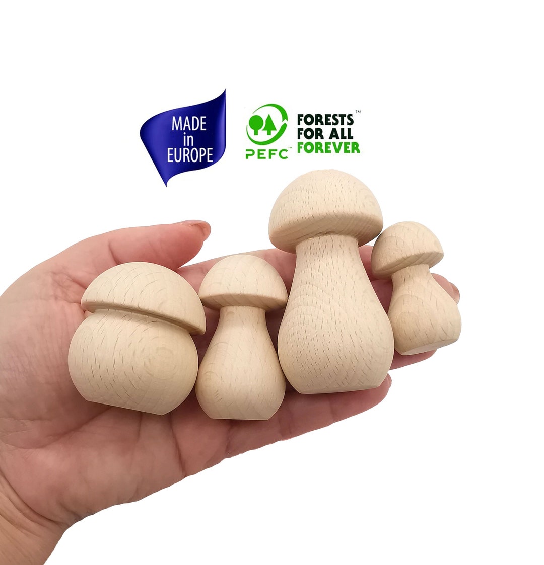 Blank Natural Wooden Mushroom to Paint, Wooden Mushrooms Blank, Wood ...