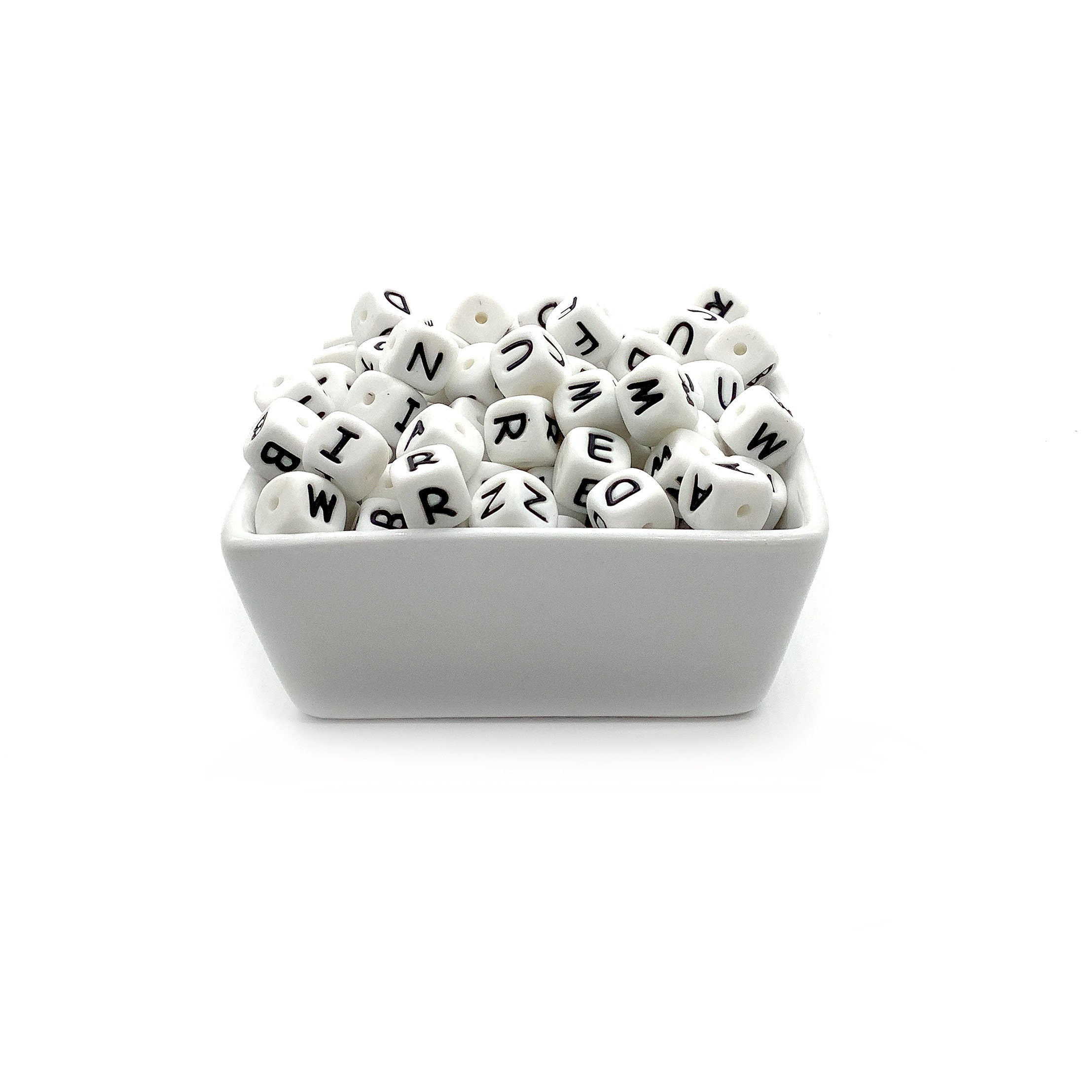 Small Silicone Alphabet Beads, 10mm Silicone Bead Letter Names ...