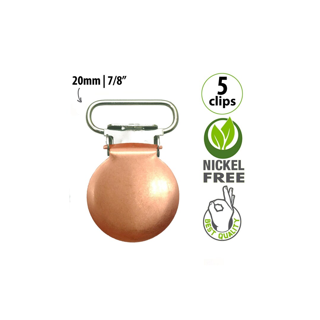 5 MATTE Rose Gold Suspender Clips Hardware, 7/8" Round Metal Dummy Clip ...