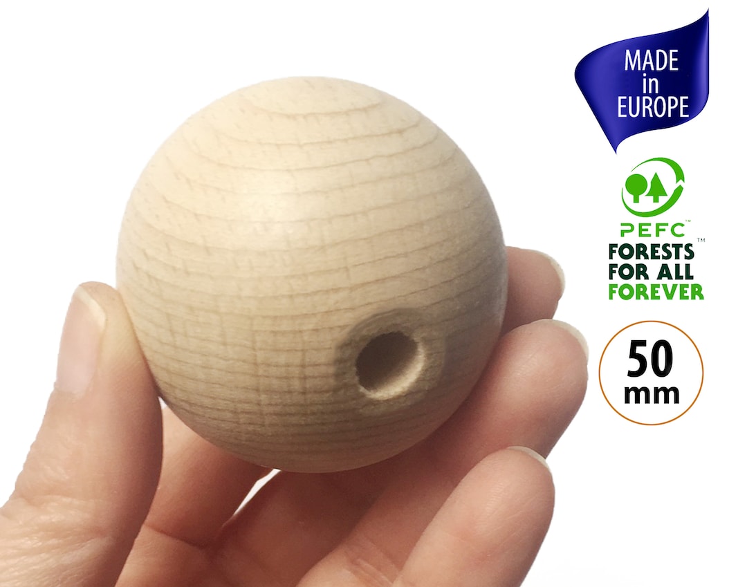 Premium Jumbo Wood Beads 50mm, Extra Large Organic Wooden Beads for ...
