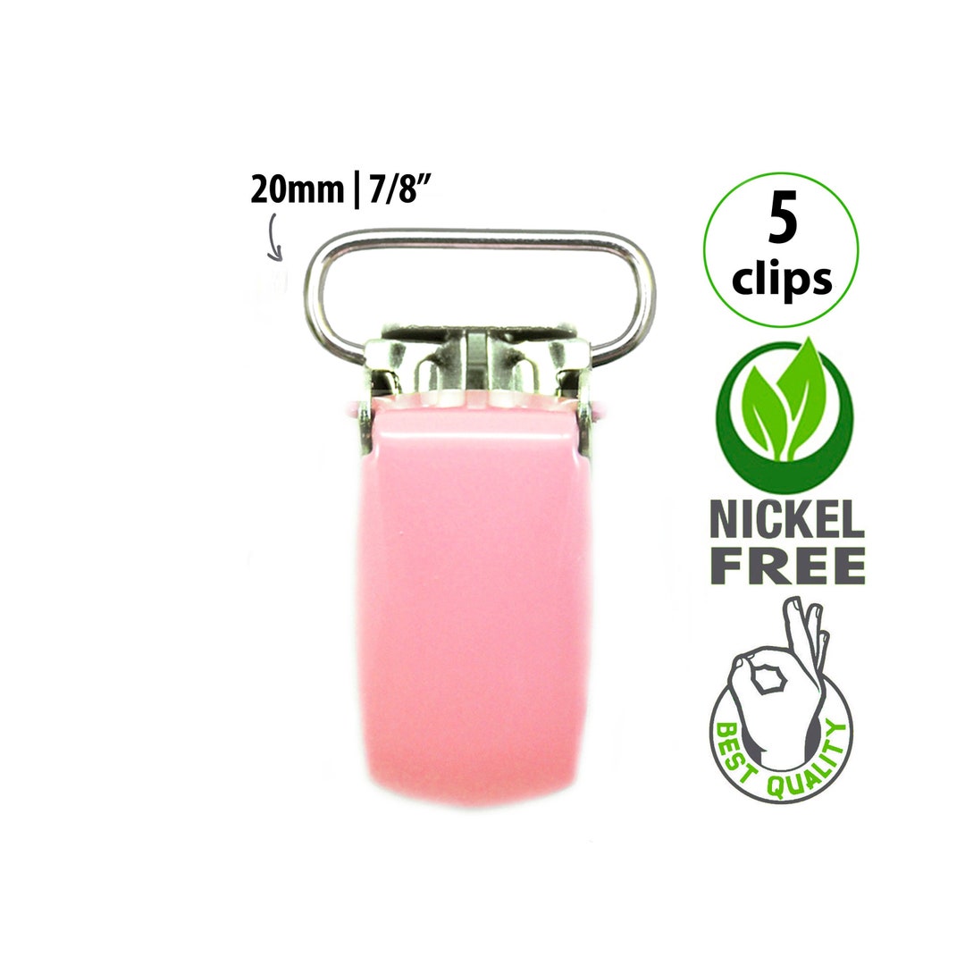5 Pink Suspender Clips Hardware, Classic Metal Pacifier Clips for Girls ...
