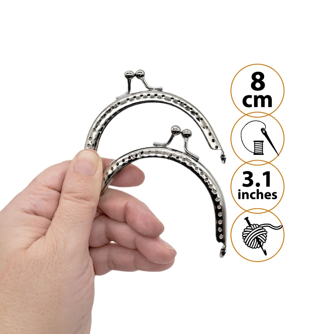 2 Metal Purse Frames for Coin Purses, Silver Kiss Lock Clutch With ...