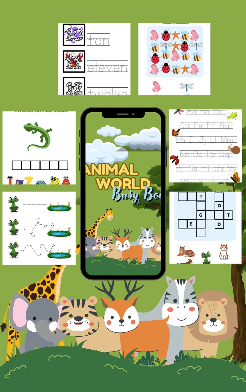 Animal World Busy Book A4, 19 Pages - Etsy