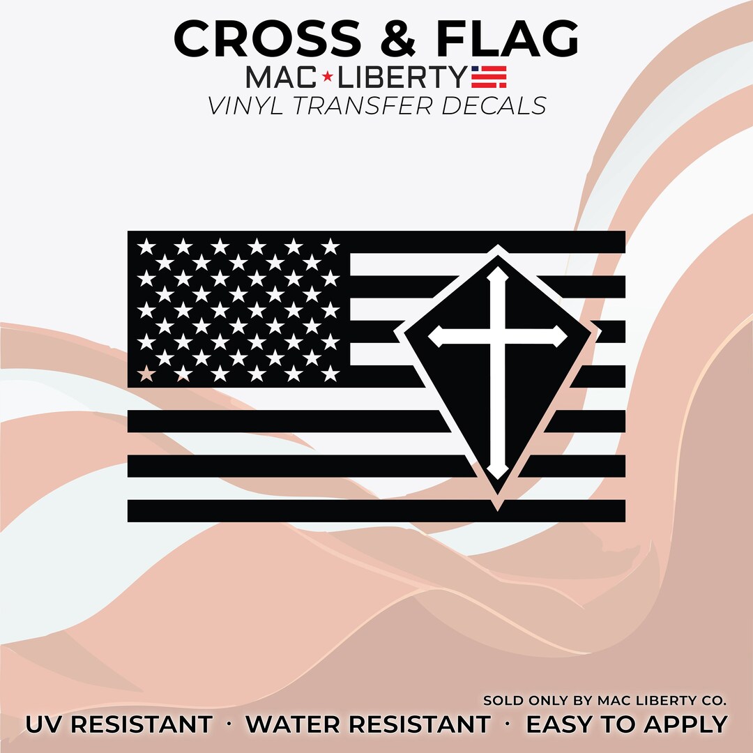 Cross & Flag Decal 50 State Christian Flag American History Religious ...
