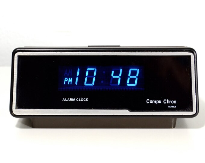 70's Vintage Compu Chron Alarm Clock With Blue LED - Etsy
