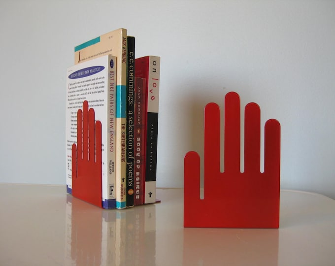Mod Red Metal Hand Bookends or Shelves - Etsy