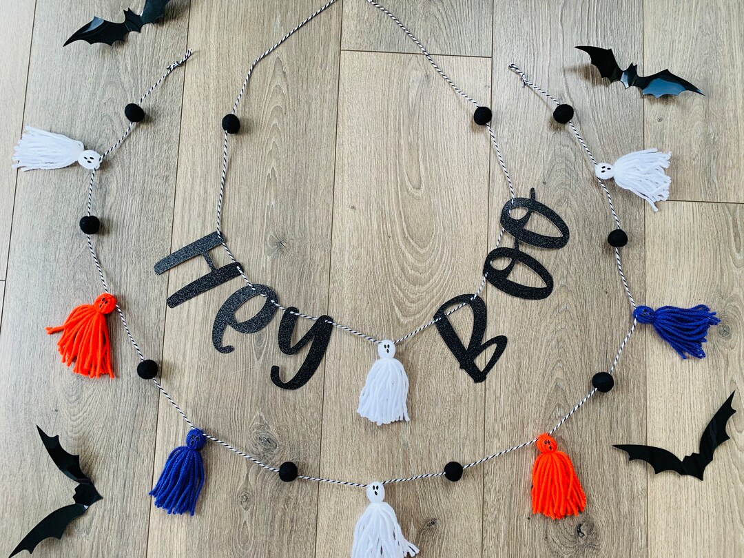 Hey Boo Garland With Yarn Ghost | Halloween Garland | Halloween ...