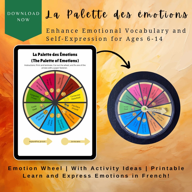 La Palette Des émotions: Interactive French Emotion Wheel for Kids ...