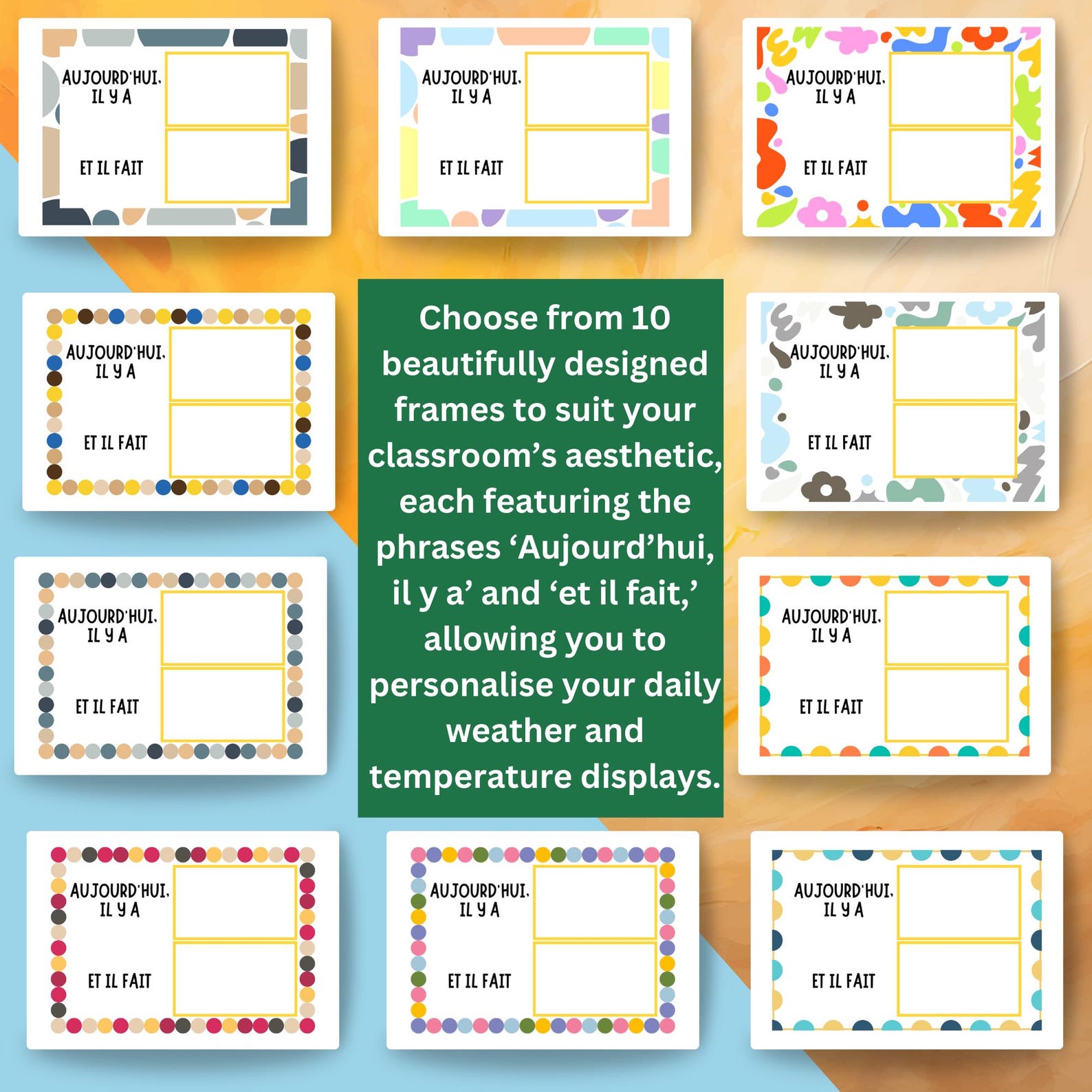Customisable French Weather & Seasons Chart for Kids Interactive ...