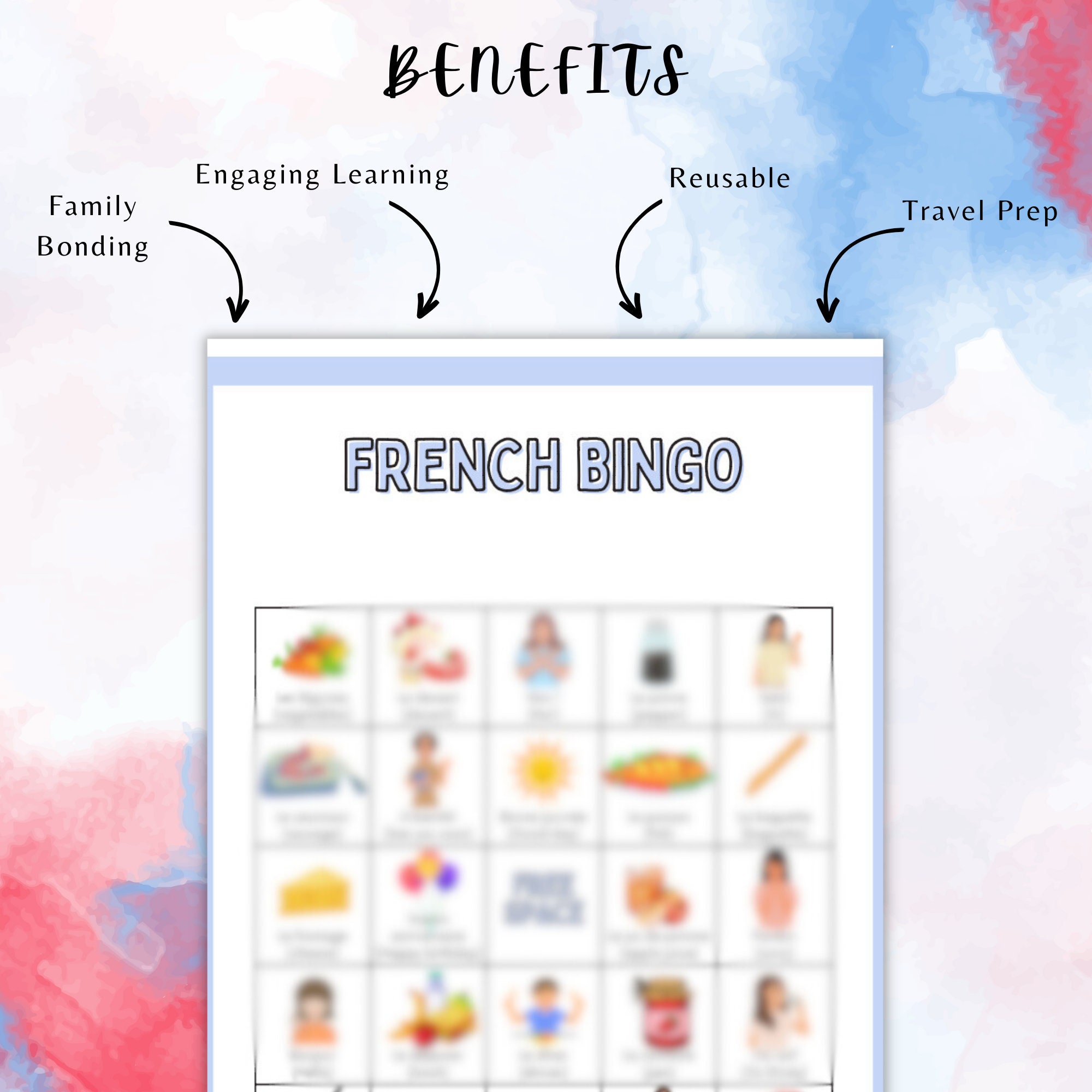 Printable French Bingo Game, Kids & Adults Learning French Greetings ...