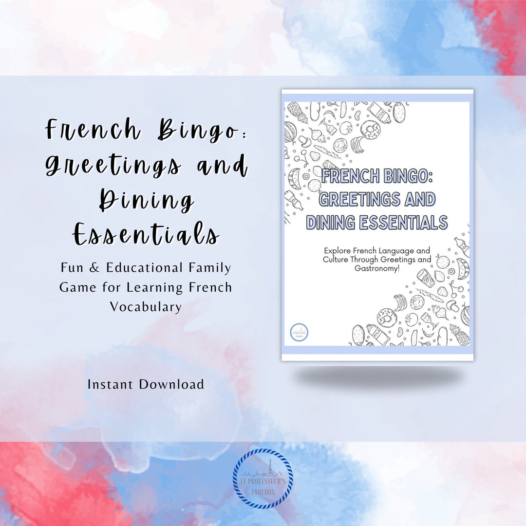 Printable French Bingo Game, Kids & Adults Learning French Greetings ...